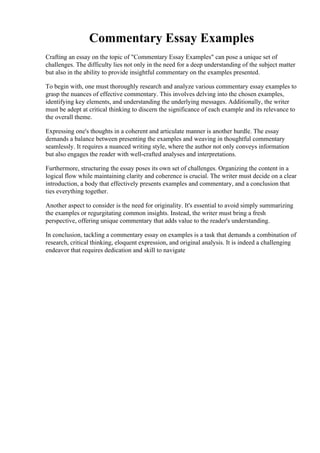 Commentary Essay Examples | PDF