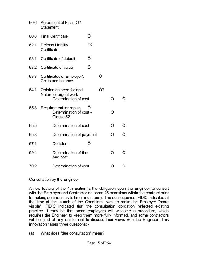 Commentary On Fidic Iv Clauses