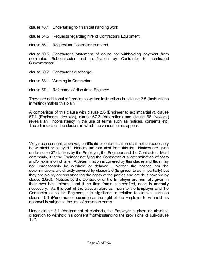 Commentary On Fidic Iv Clauses