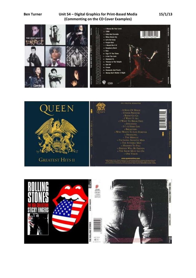 Commenting on the cd cover examples | DOCX | Physics | Science