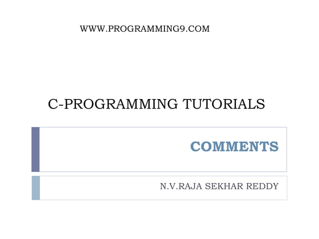 Comments in C Programming | PPT