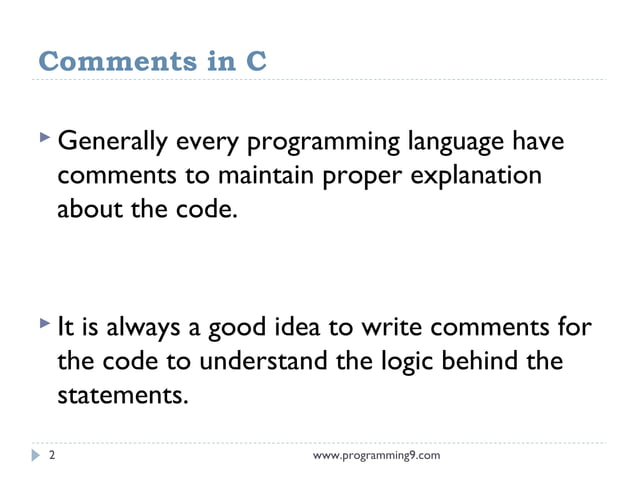 Comments in C Programming | PPT