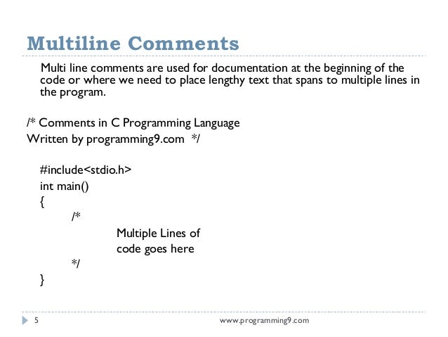 Comments in C Programming Comments in C Programming