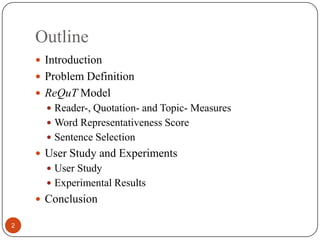 Comments oriented blog summarization by sentence extraction | PPT