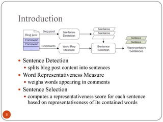Comments oriented blog summarization by sentence extraction | PPT