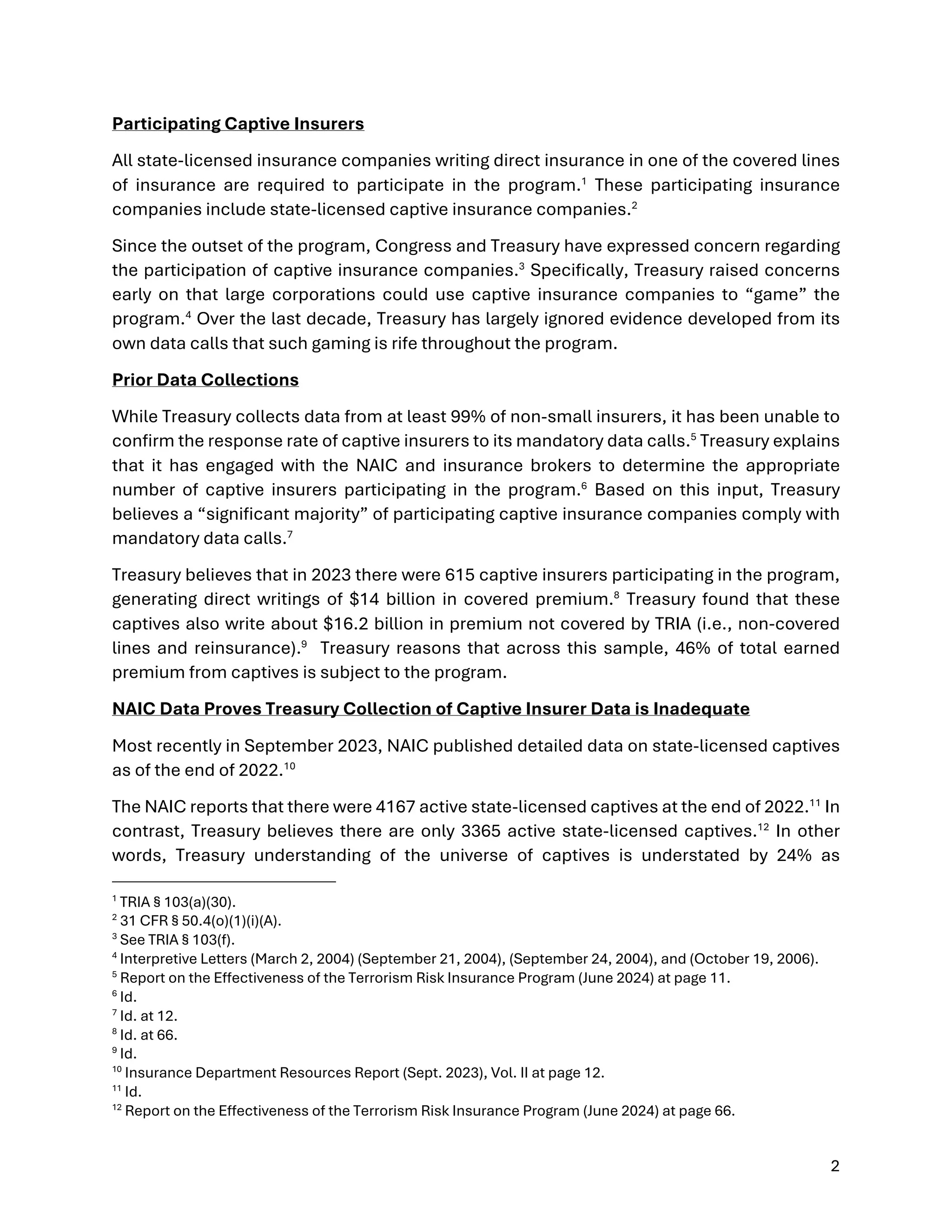 Terrorism Risk Insurance Program 2025 Data Call | PDF