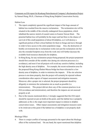 Comments on eia report | PDF
