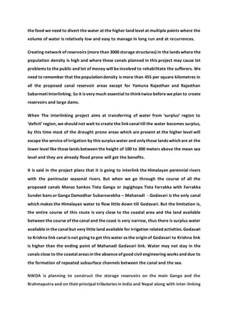 Comments on NWDA's (National Water Development Authority) methodology ...