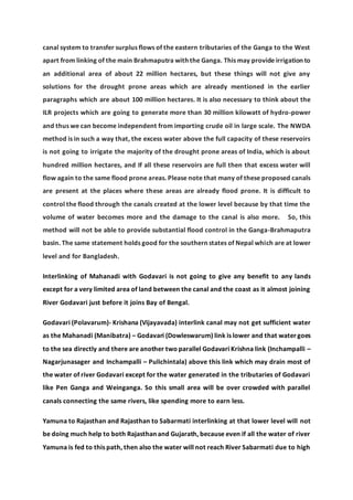 Comments on NWDA's (National Water Development Authority) methodology ...