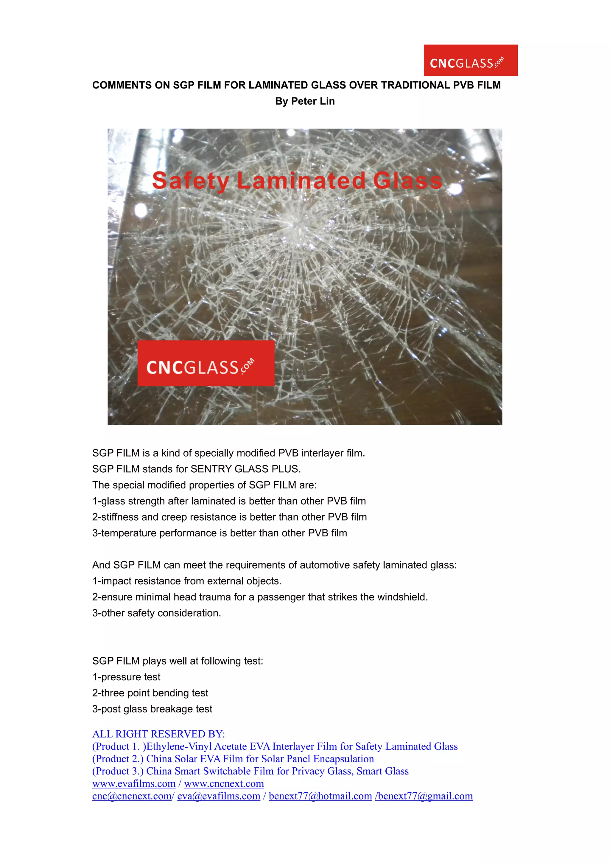 Comments on sgp film for laminated glass over traditional pvb film | PDF