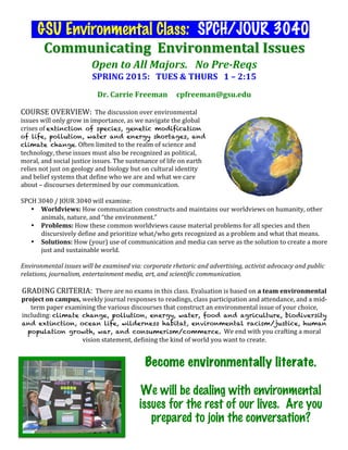 Comm env issues course GSU spring 2015 flyer | PDF