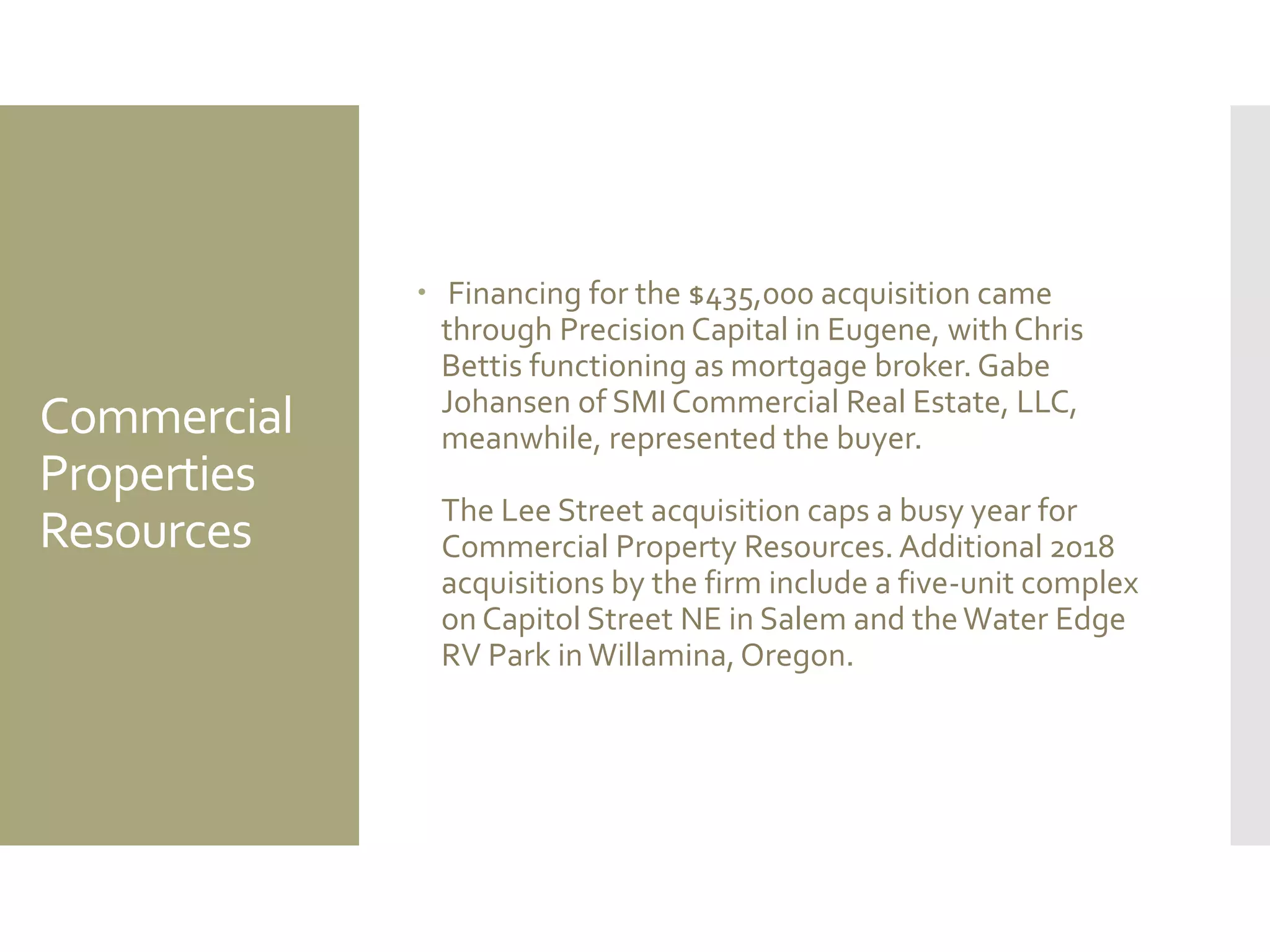 An Overview of Commercial Property Resources' 2018 Acquisitions | PPTX