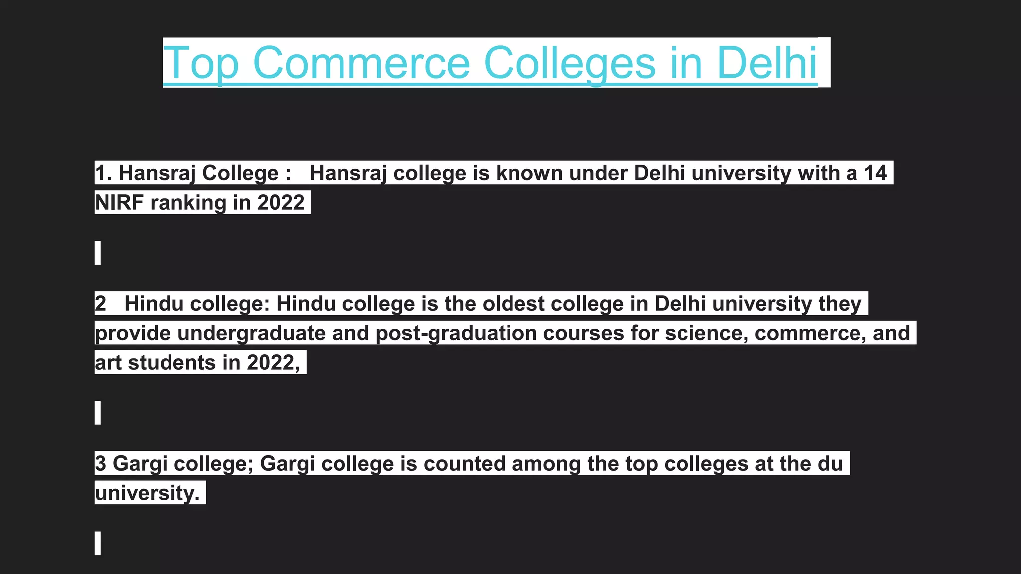 TOP COLLEGES FOR COMMERCE STUDENTS | PPT