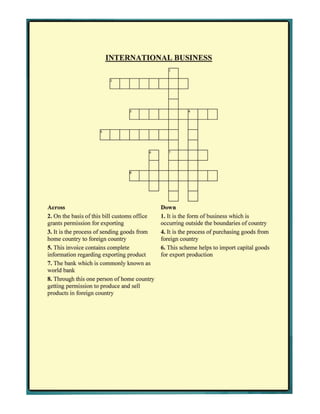 Commerce crossword puzzle | PDF
