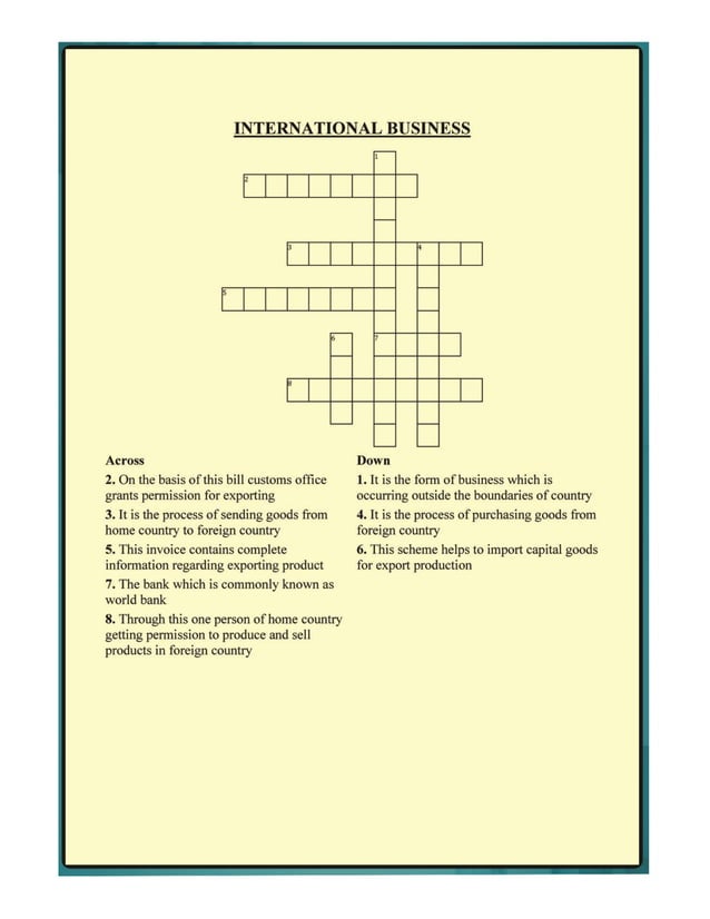 Commerce crossword puzzle | PDF
