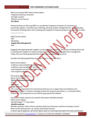 Commerce mcqs for ppsc test preparation | PDF