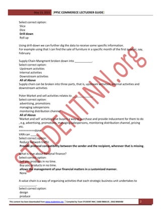 Commerce mcqs for ppsc test preparation | PDF