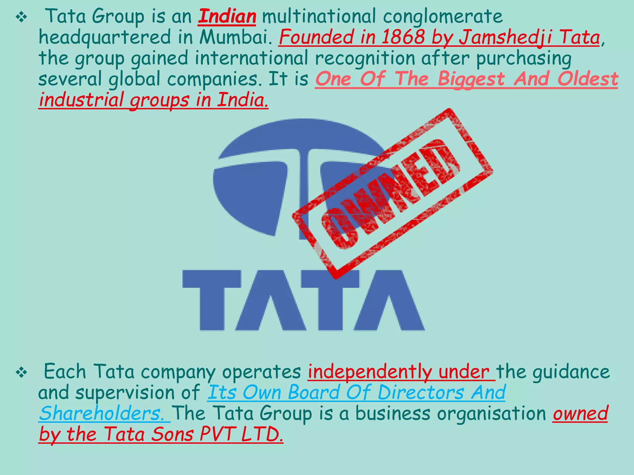 SWOT Analysis of Tata | PPTX