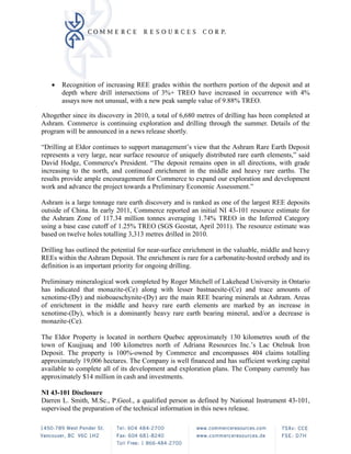 News Release: Commerce Resources Confirms Heavy Rare Earth Enrichment ...