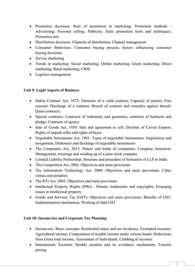Ugc Net Commerce Syllabus Pdf