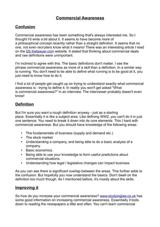 Commercial Awareness | PDF