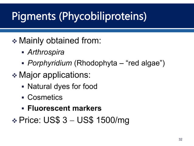 Commercial applications of microalgae | PPTX | Chemistry | Science