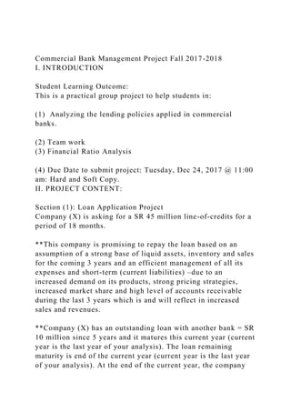 Commercial Bank Management Project Fall 2017-2018I. INTRODUCTION.docx