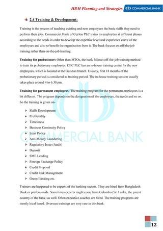 Commercial Bank of Ceylon PLC(HR Planning and Strategies Report) | PDF
