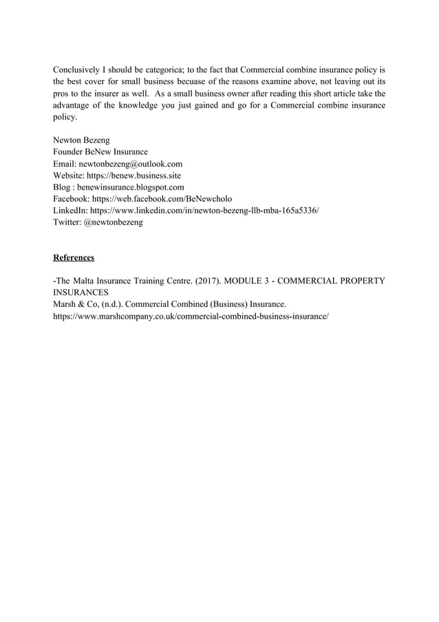 Commercial combined Insurance Policy | PDF