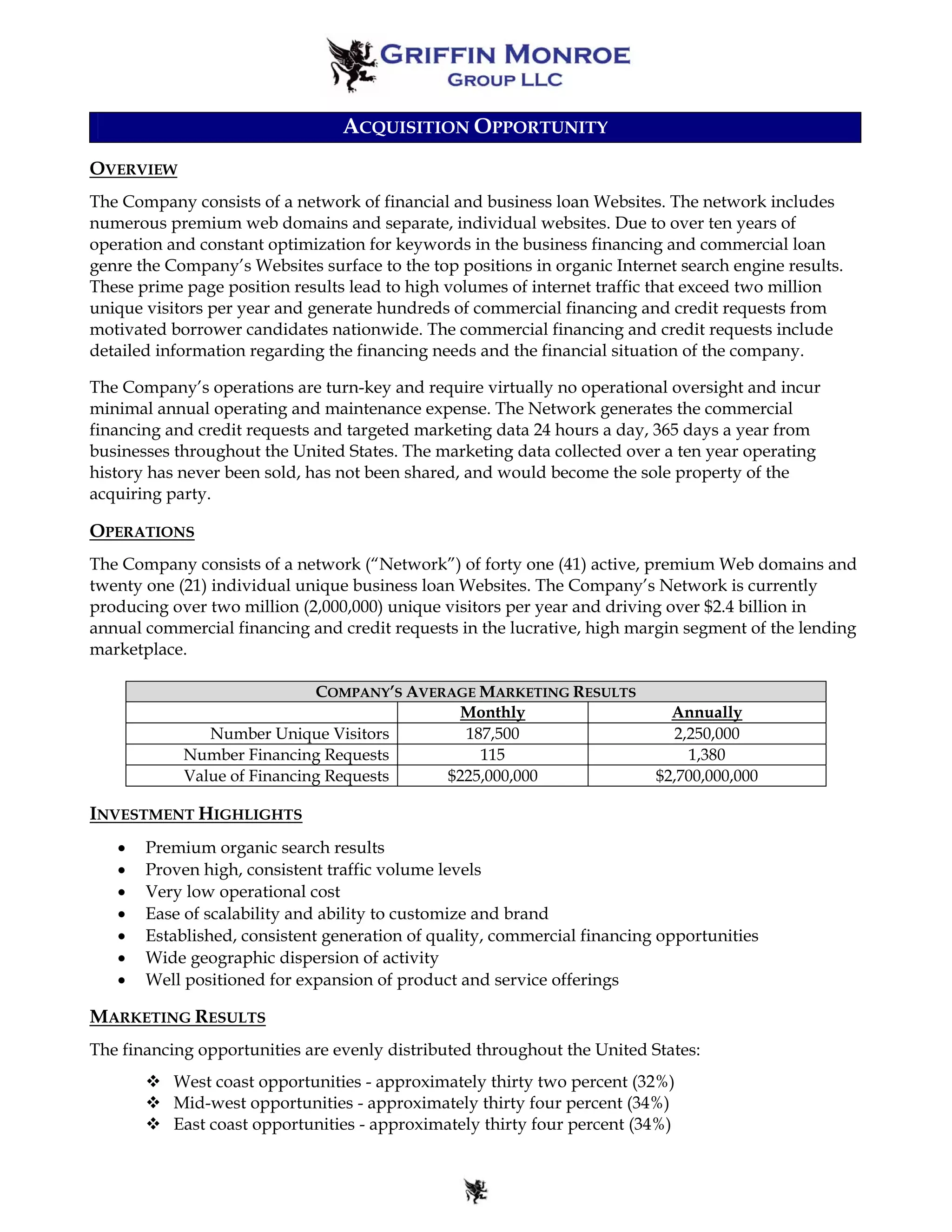 Commercial Financing Opportunities Teaser | PDF