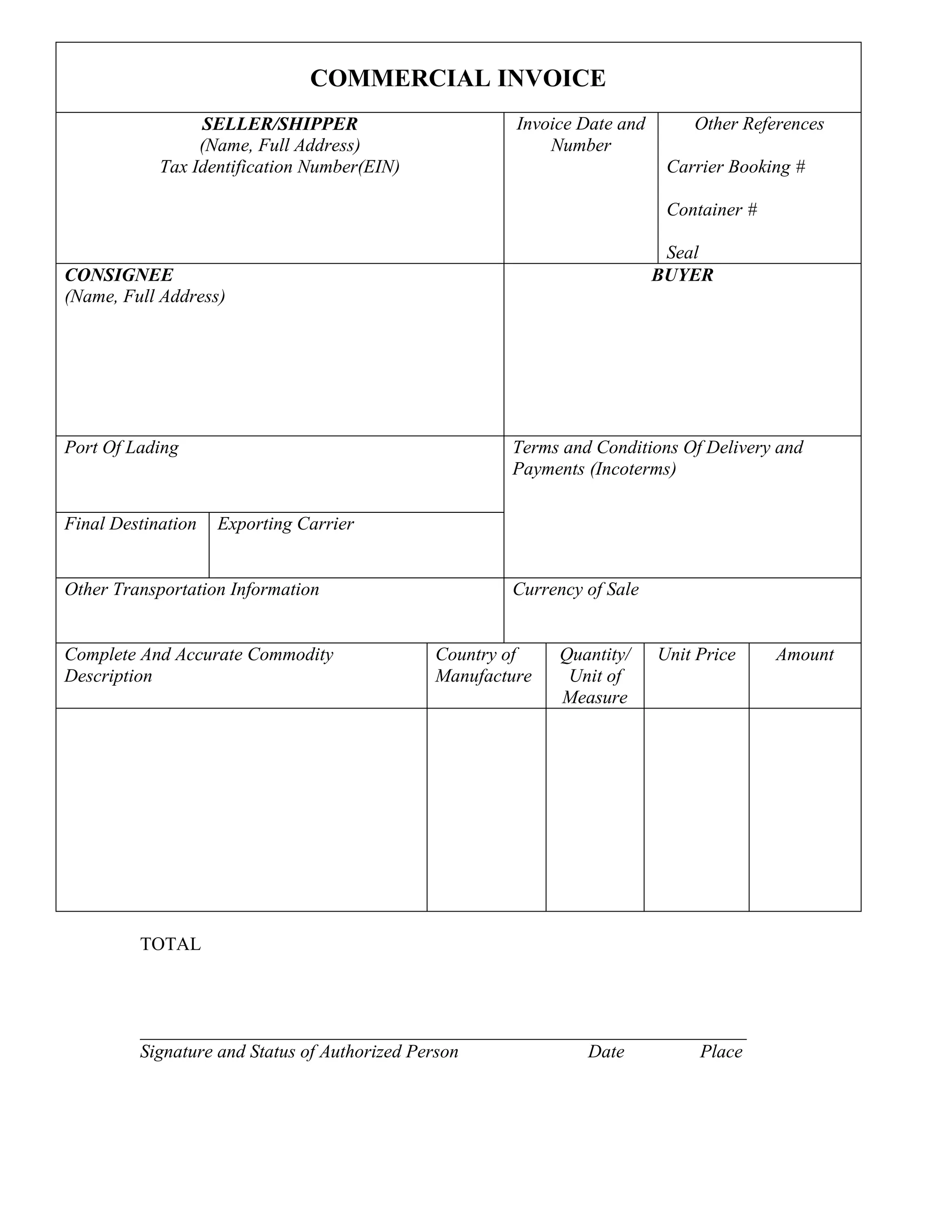 Commercial invoice sample | PDF