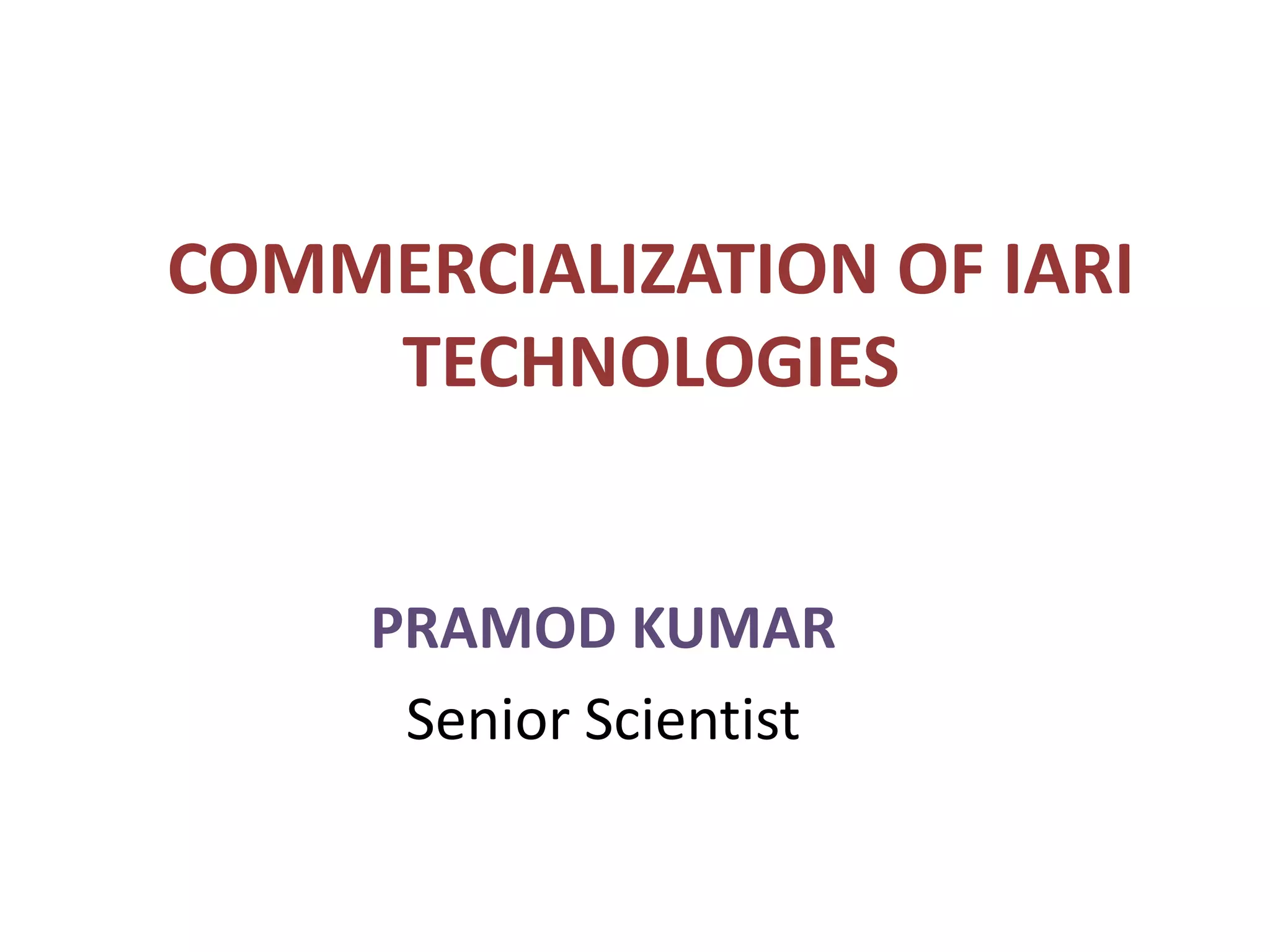 Commercialisation of technologies | PPT