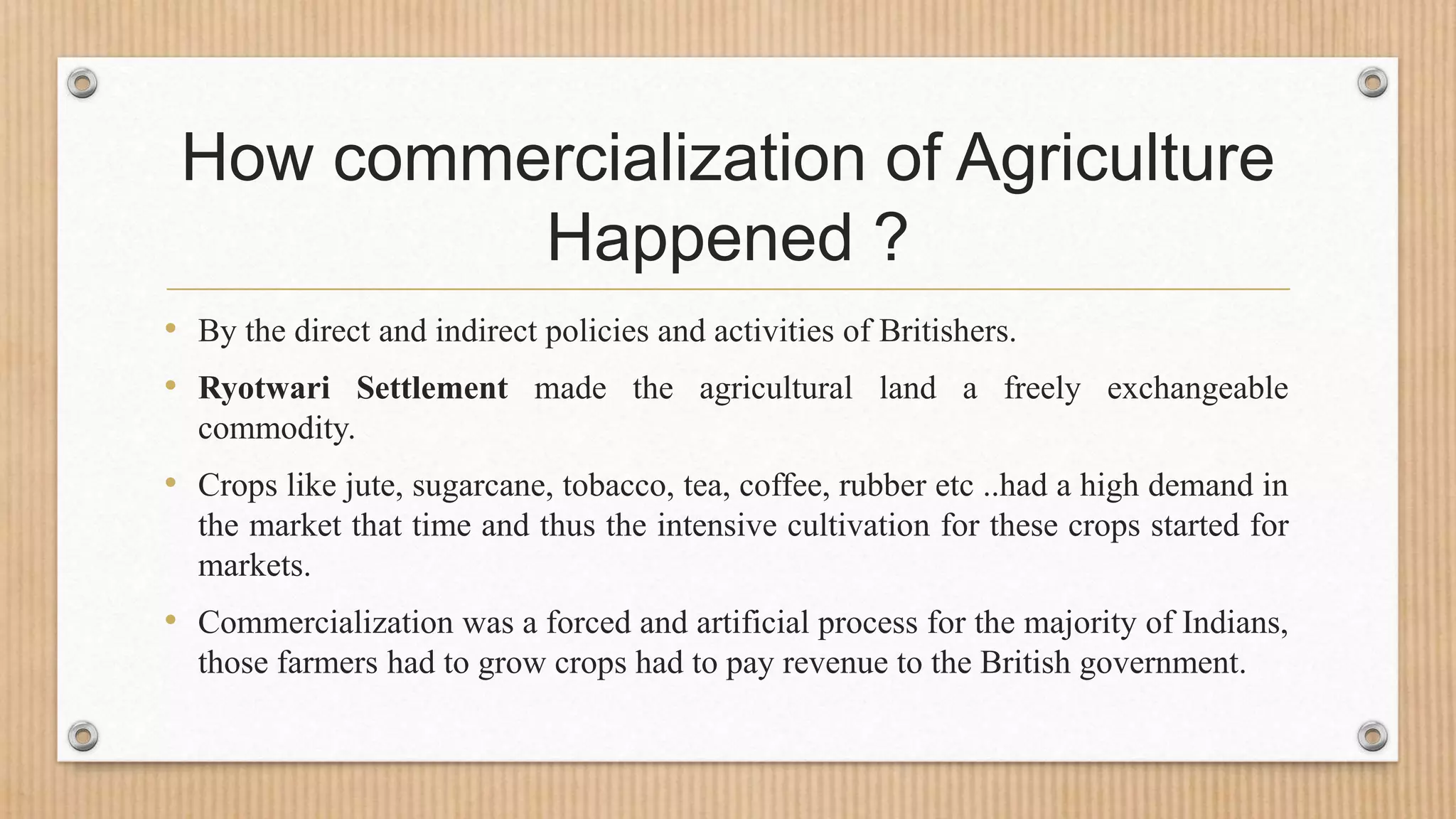 Commercialization of agriculture | PPTX