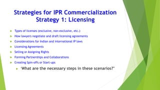 Commercialization of IPR – From Lawyerperspective Strategies and ...