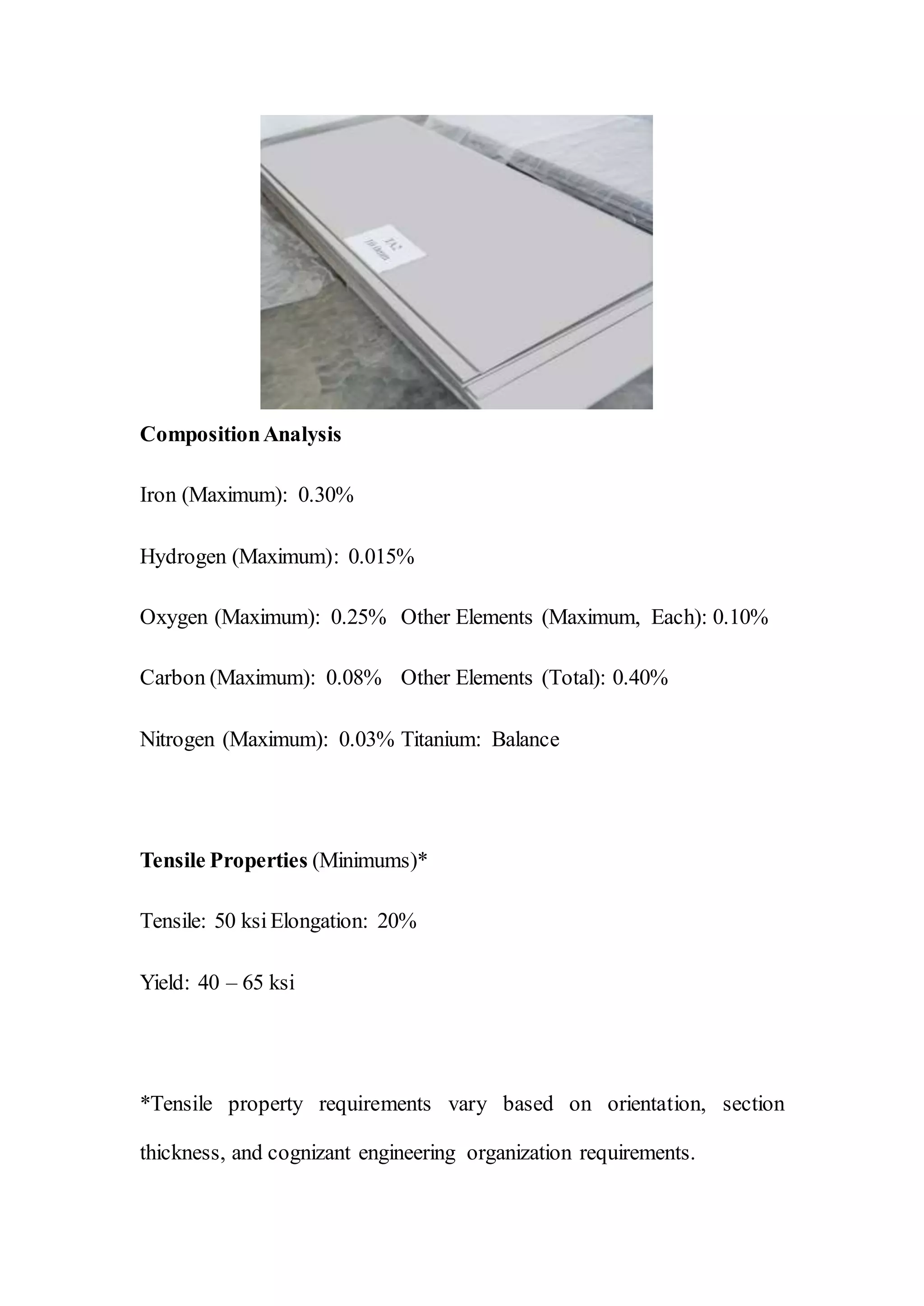 Commercially pure grade 2 titanium | DOCX | Chemistry | Science