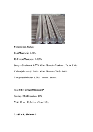 Commercially pure grade 2 titanium | DOCX | Chemistry | Science