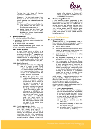 Pen Underwriting Commercial Motor Insurance PDS | PDF