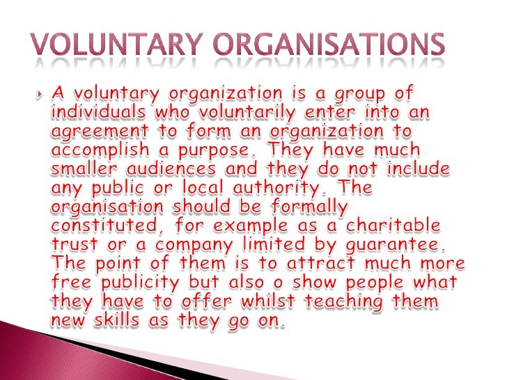 Commercial, public and voluntary organisations