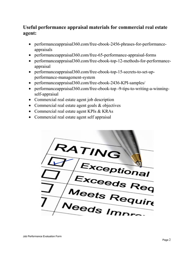 Commercial real estate agent performance appraisal | DOC