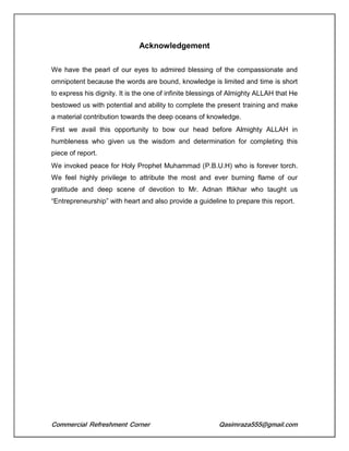 Commercial Refreshment Corner (Entrepreneur Final Plan) | PDF