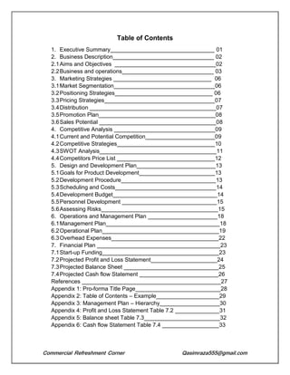 Commercial Refreshment Corner (Entrepreneur Final Plan) | PDF
