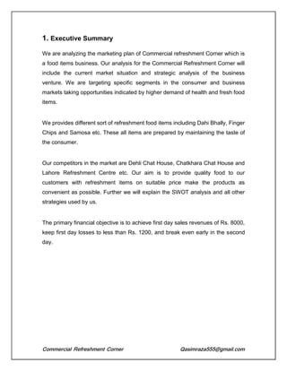Commercial Refreshment Corner (Entrepreneur Final Plan) | PDF
