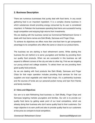 Commercial Refreshment Corner (Entrepreneur Final Plan) | PDF