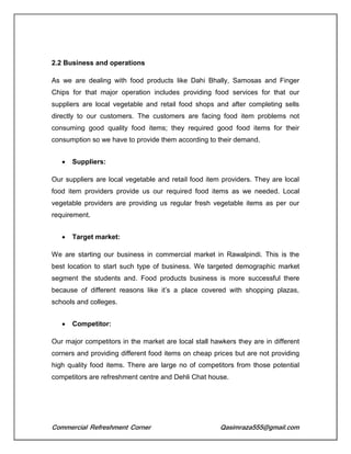 Commercial Refreshment Corner (Entrepreneur Final Plan) | PDF