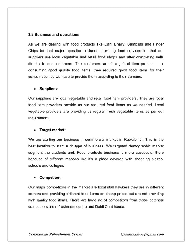 Commercial Refreshment Corner (Entrepreneur Final Plan) | PDF
