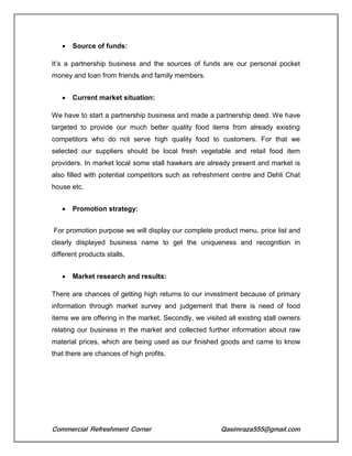 Commercial Refreshment Corner (Entrepreneur Final Plan) | PDF