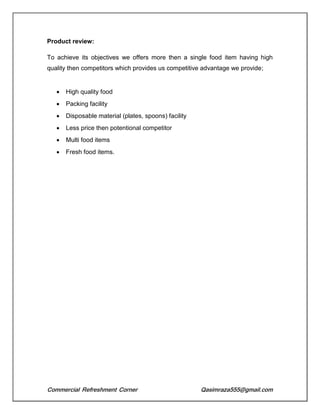 Commercial Refreshment Corner (Entrepreneur Final Plan) | PDF