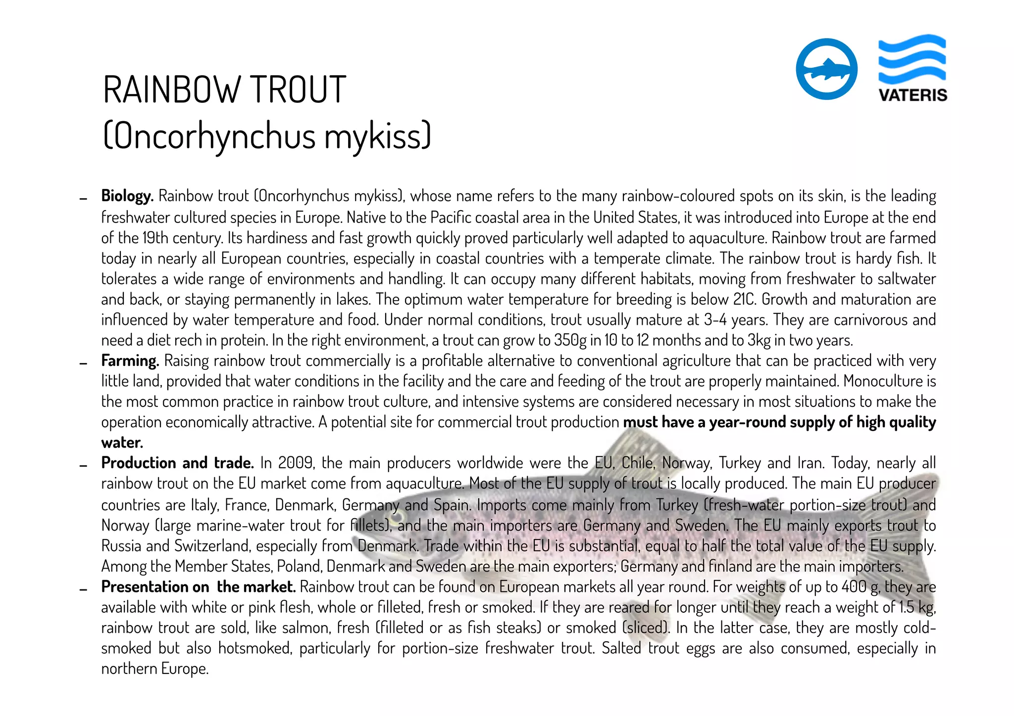 Commercial scale rainbow trout farm_450T per year_Investment project ...