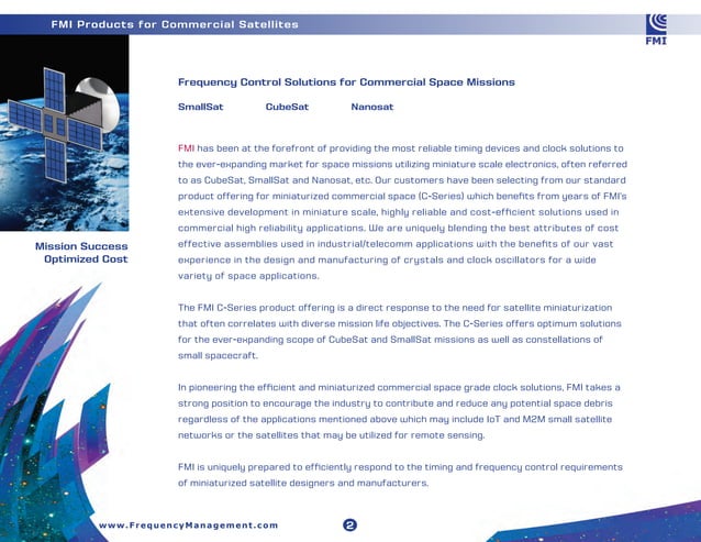 Brochure FMI - Productos comerciales para espacio | PDF | Radio Control ...