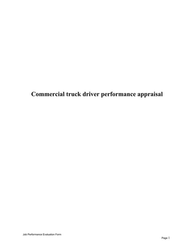 Commercial truck driver performance appraisal | DOC | Resume Writing ...